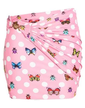 Versace Polka-dot Logo Embellished Draped Mini Skirt