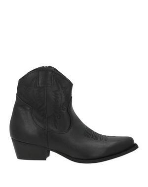 DIVINE FOLLIE Leather Cuban Heel Pointed Toe Ankle Boots - Black
