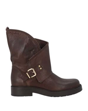 DIVINE FOLLIE Leather Biker Ankle Boots - Brown