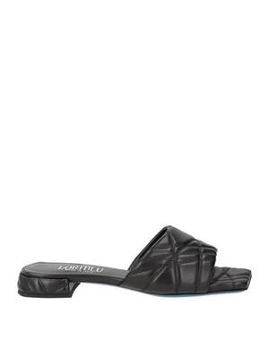 LORIBLU Quilted Leather Slide Sandals - Black