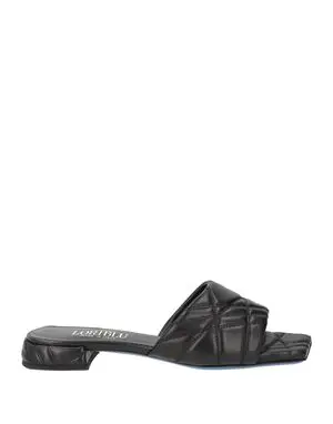 LORIBLU Quilted Leather Slide Sandals - Black