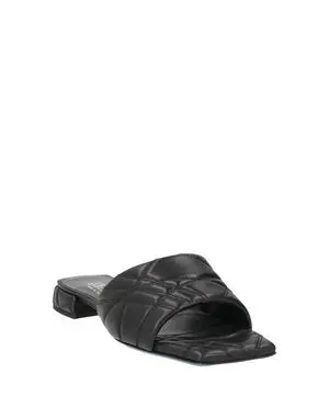LORIBLU Quilted Leather Slide Sandals - Black