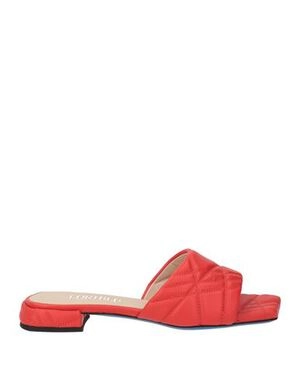 LORIBLU LORIBLU Quilted Leather Slide Sandals Tomato Red