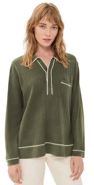 The Great. The Menswear Tipping Polo - Olive