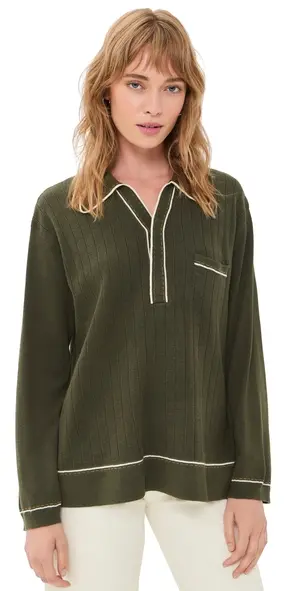 The Great. The Menswear Tipping Polo - Olive