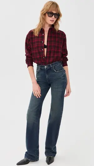 DUNST Checked Flannel Button Down Shirt