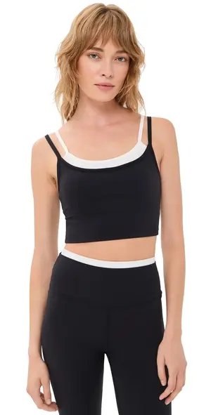 Terez Flex Active Ribbed Layered Tank - Black