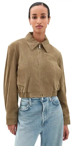 AGOLDE Nahla Cropped Goatskin Suede Jacket