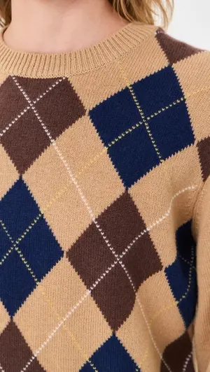 DUNST Argyle Crew Neck Sweater