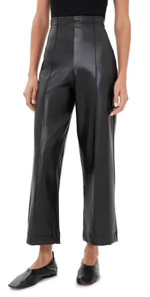 RIPLEY RADER Cropped Vegan Leather Straight Leg Pants - Black