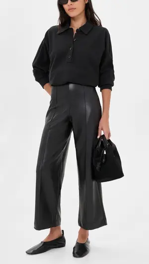 RIPLEY RADER Cropped Vegan Leather Straight Leg Pants