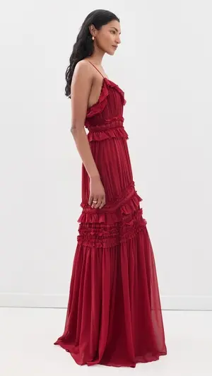 Ulla Johnson Dorothea Sleeveless Silk Gown - Cerise