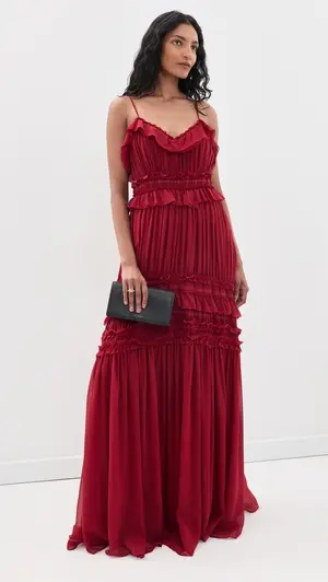 Ulla Johnson Dorothea Sleeveless Silk Gown - Cerise