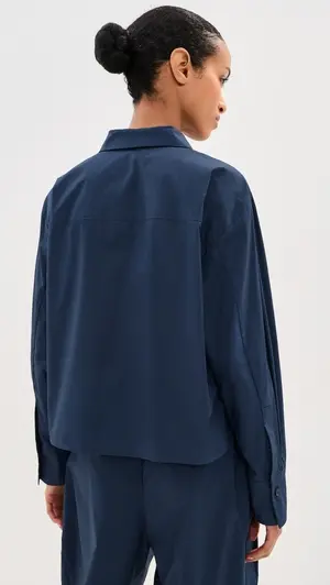 LE BOP Felicity Boxy Cropped Poplin Button Down Shirt