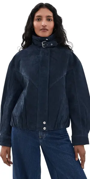 Blanknyc Midnight Drift Suede Jacket - Navy