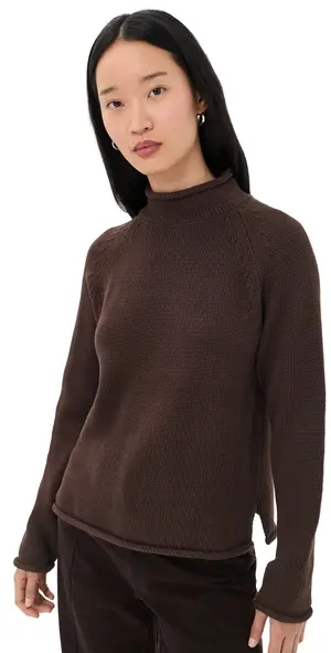 ALEX MILL Lennox Cotton Sweater - Dark Chocolate