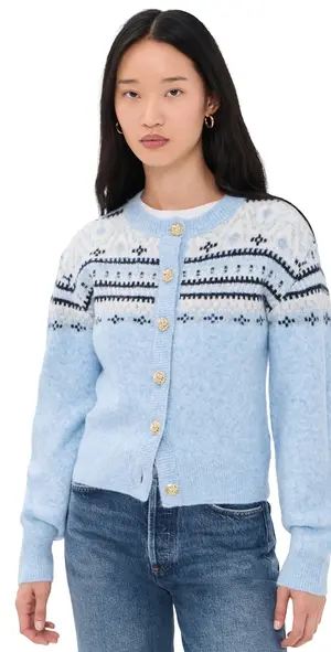 Generation Love Hilda Fair Isle Cardigan - Light Blue Multi