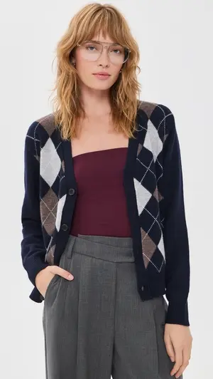 DUNST V-neck Argyle Cardigan