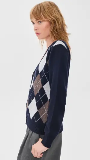 DUNST V-neck Argyle Cardigan