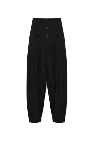 Yohji Yamamoto Wool Wide-leg Trousers - Black