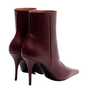 Amina Muaddi Leather Ankle Boots