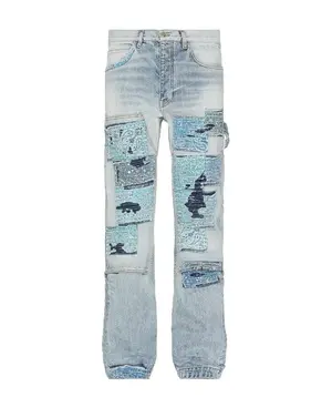 Amiri Patchwork Detailed Straight Leg Jeans