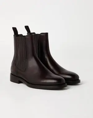 Brunello Cucinelli Burnished Leather Chelsea Boots