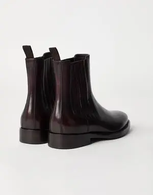 Brunello Cucinelli Burnished Leather Chelsea Boots