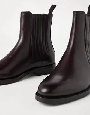 Brunello Cucinelli Burnished Leather Chelsea Boots
