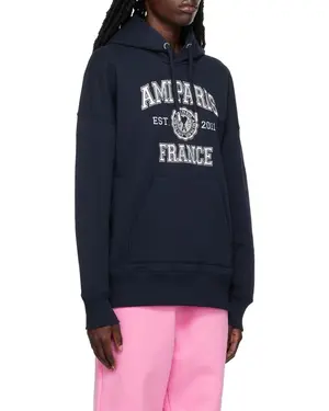 AMI Paris Logo-printed Long-sleeved Drawstring Hoodie