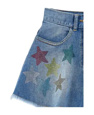 Monnalisa Star Embellished Denim Shorts