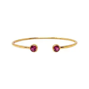 HARFI Dainty Pink Tourmaline October Birthstone Plated Bangle - Gold