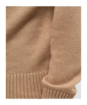 Polo Ralph Lauren Quarter Zip Ribbed Knit Sweater With Embroidered Pony - Camel