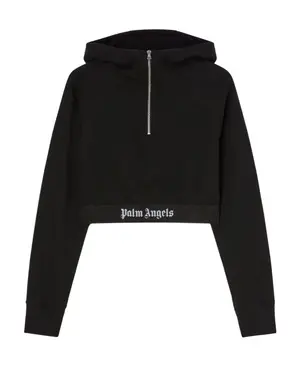 Palm Angels Logo Detailed Cropped Sweatshirt