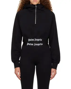 Palm Angels Logo Detailed Cropped Sweatshirt