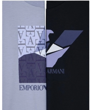 ARMANI Long-sleeve Cotton Jersey T-shirt Set With Graphic Print