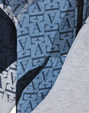 ARMANI Hooded Zip-up Cotton Tracksuit With All-over Logo Print