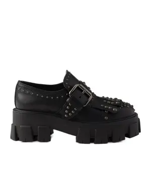 Prada Monolith Studded Leather Loafers