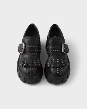 Prada Monolith Studded Leather Loafers