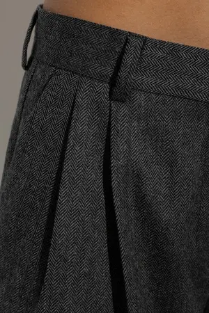 TOTEME Wool Herringbone Patterned Trousers