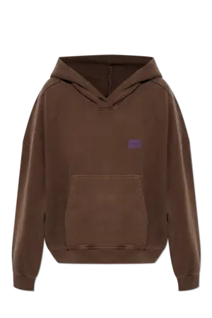 American Vintage Oversized Cotton Hoodie With Logo Detail - Brown