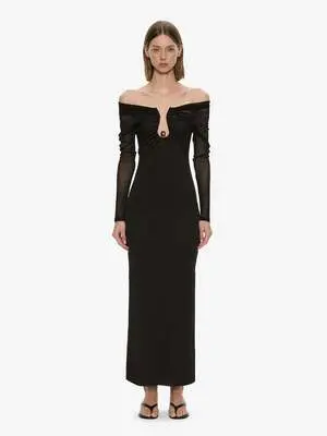 Christopher Esber Orbit Ruched Sheer Rib Column Dress