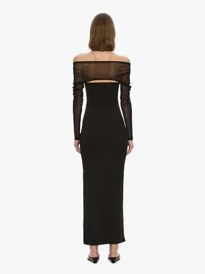 Christopher Esber Orbit Ruched Sheer Rib Column Dress