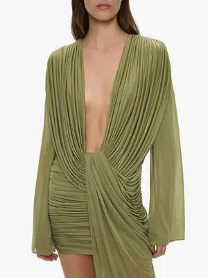Christopher Esber Ripple Drape Long Sleeve Mini Dress