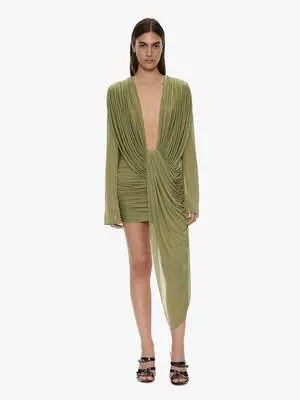 Christopher Esber Ripple Drape Long Sleeve Mini Dress