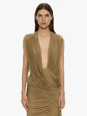 Christopher Esber Ripple Drape Top - Khaki