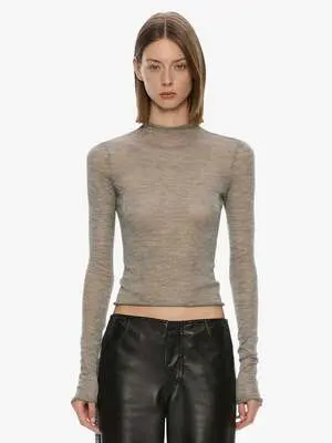 Christopher Esber Lenny Cashmere Long Sleeve Knit Top - Grey-marle