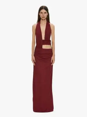 Christopher Esber Draped Cummerbund Jersey Dress - Wine
