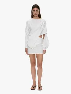 Christopher Esber Aiba Draped Cotton Jersey Long Sleeve Dress
