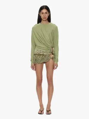 Christopher Esber Manto Long Sleeve Jersey Top - Fennel
